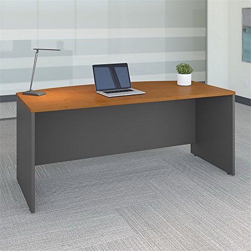 Bush Business Furniture Series C 72W x 36D Bow Front Desk in Natural Cherry