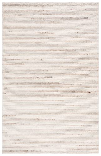 Safavieh Casablanca Collection 3' x 5' Beige/Ivory CSB793B Handmade Stripe Wool 0.8-inch Thick Area Rug