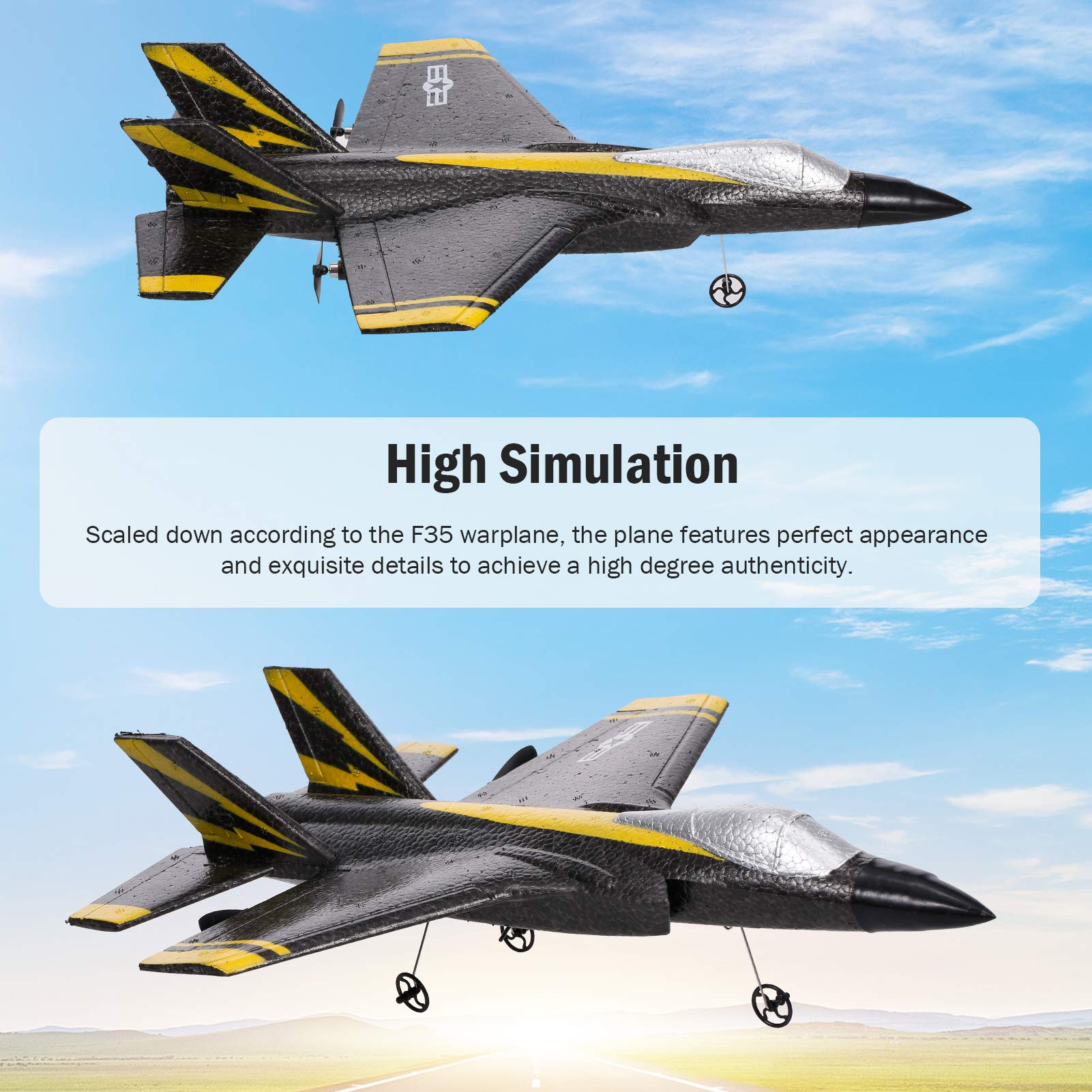 GoolRC FX635 RC Airplane, 2 Channel RC Plane, 2.4Ghz Remote Control Airplane, Ready to Fly Foam Glider with 3 Axis Gyro, Fixed Wing Aircraft Toys for Beginners, Kids and Adults
