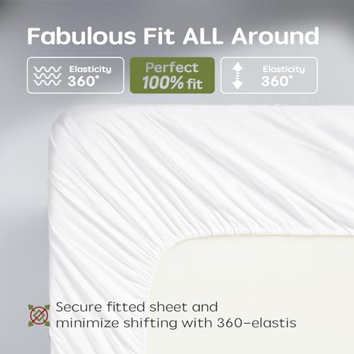 SONORO KATE 600 Thread Count Cotton Sheets, Cooling Luxury 100% Egyptian Cotton Bed Sheets 4 Piece, Soft Breathable and Sateen Weave, 16" Deep Pocket (White, Queen)