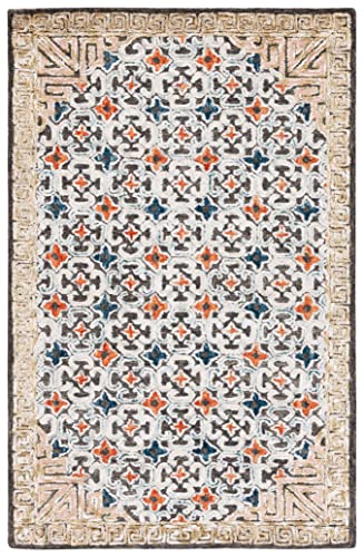 Safavieh Aspen Collection 9' x 12' Blue/Taupe APN294M Handmade Boho Wool & Viscose Area Rug