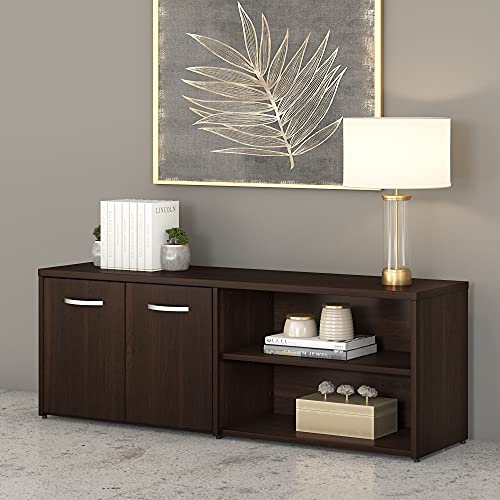 Bush Business Furniture Studio C Low Storage Cabinet with Doors and Shelves, Black Walnut