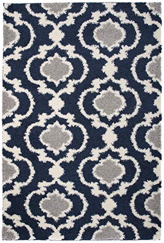 Rugshop Cozy Moroccan Trellis Indoor Shag Area Rug 6' 6" x 9' Navy