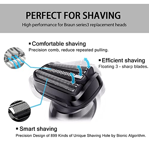 32B S3 Electric Replacement Shaver Head Accessories for Braun Series3 Shaving Razor Head, Suitable for Braun S3 3040s 3000s 3050cc 3010s 3070cc 3080s 3090s 310s 3020s 330s 370cc-4 380s-4, 3090cc Etc.