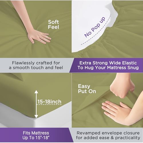 CharlottelyHues Luxury 100% Egyptian Cotton Bed Sheets - 1000 Thread Count 4-Piece King Sheets Set, Long Staple Cotton Bedding Sheets, Sateen Weave, Hotel Sheets, Fits Upto 18" Mattress - Sage