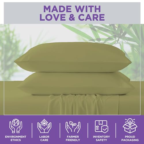 CharlottelyHues Luxury 100% Egyptian Cotton Bed Sheets - 1000 Thread Count 4-Piece King Sheets Set, Long Staple Cotton Bedding Sheets, Sateen Weave, Hotel Sheets, Fits Upto 18" Mattress - Sage