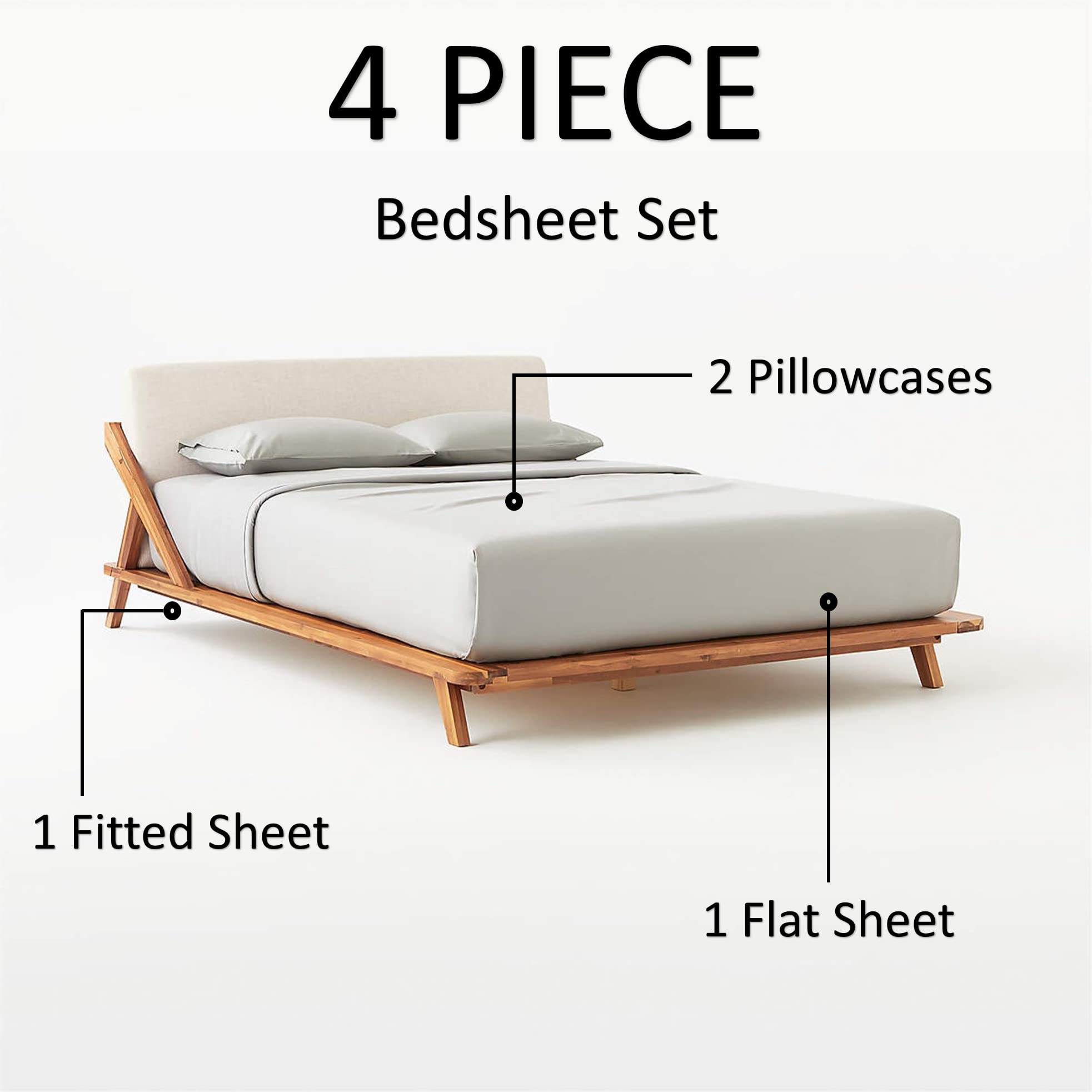 EXTRA 28" DEEP POCKET of the fitted sheet, Real 1000-Thread-Count, 100% Egyptian Cotton |Alaskan King Size, Light Grey Color| 4 PC Sheet Set, 1000TC Egypt Long Staple Cotton, Soft Silky Sateen Weave
