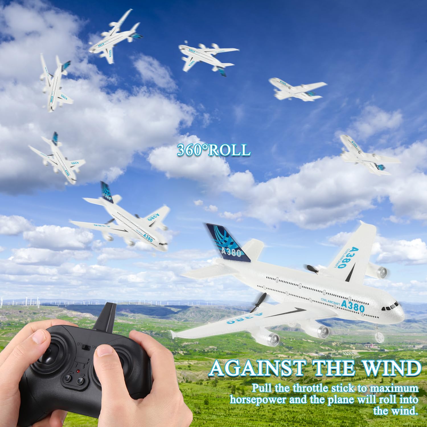 Fistone Remote Control Airplane, RC Plane Ready to Fly, 2.4G 3 Channel RC Aircraft Builted in 6-Axis Gyro, Durable EPP Foam RC Plane, Easy to Fly RC Fighter for Beginner Kids Adults