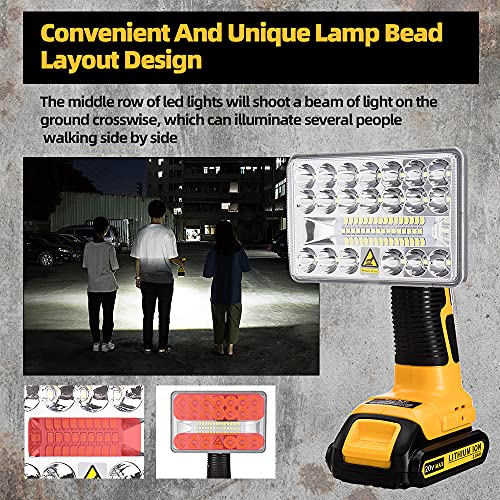 WaxPar 2000LM 20V Light for Dewalt 20V Tools Lithium-ion Battery, 18W Flashlight Replacement for Dewalt Light Spotlight with USB Port Zinc Alloy Head for Power Failure, Camping, Outdoor, Indoor