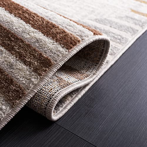 Safavieh Palma Collection 4'5" x 6'5" Beige/Light Grey PAM328A Mid-Century Modern Contemporary Geometric Stripe Non-Shedding Area Rug