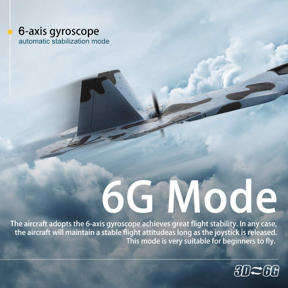 GoolRC WLtoys XKS A180 RC Airplane, 2.4Ghz 2 Channel Remote Control Plane with 6 Axis Gyro System, Adjustable Rudder, Brushless Motor and 1 Batteries, Easy to Fly RTF Foam RC Aircraft for Adults