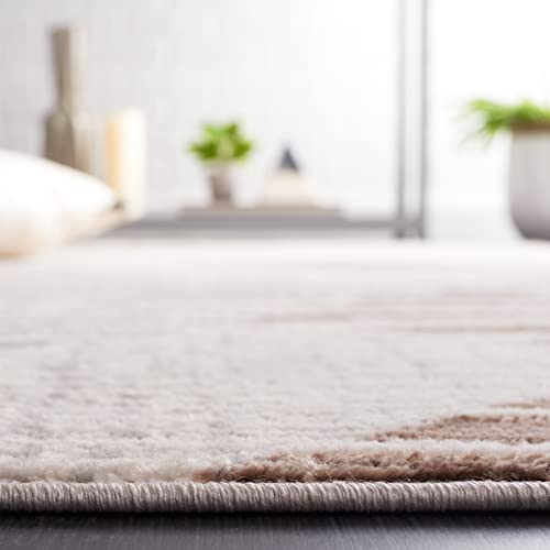 Safavieh Palma Collection 4'5" x 6'5" Beige/Light Grey PAM328A Mid-Century Modern Contemporary Geometric Stripe Non-Shedding Area Rug