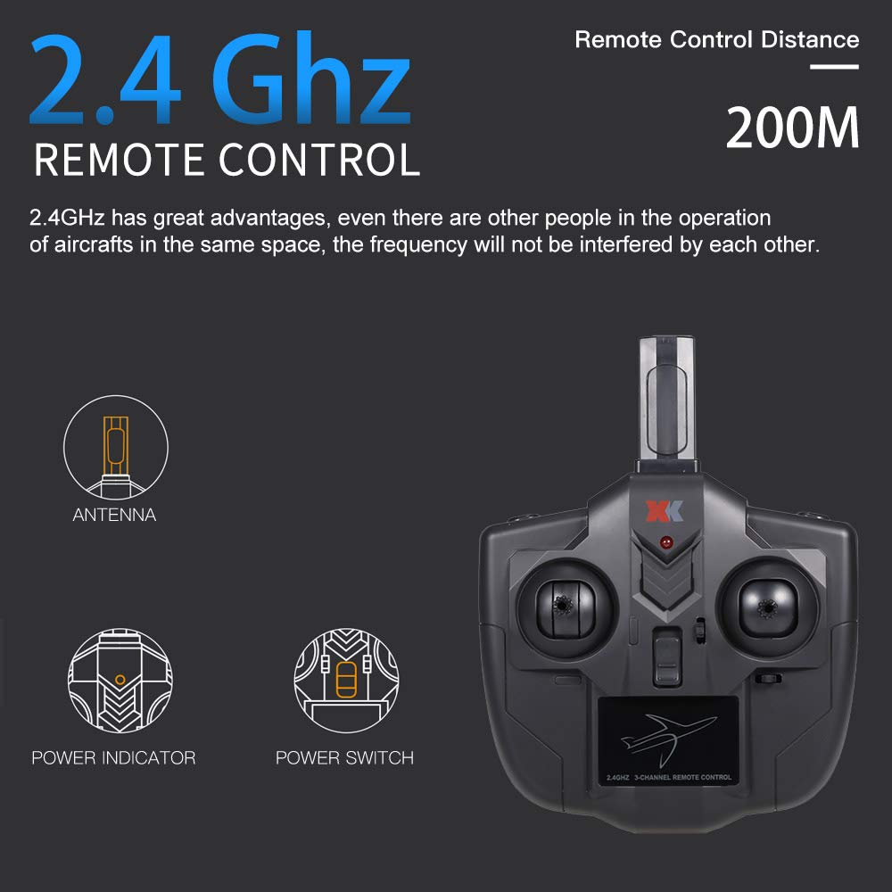 GoolRC WLtoys XKS A180 RC Airplane, 2.4Ghz 2 Channel Remote Control Plane with 6 Axis Gyro System, Adjustable Rudder, Brushless Motor and 1 Batteries, Easy to Fly RTF Foam RC Aircraft for Adults