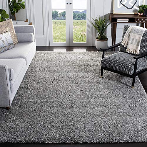 SAFAVIEH California Premium Shag Collection 8' x 10' Silver SG151 Non-Shedding Living Room Bedroom Dining Room Entryway Plush 2-inch Thick Area Rug