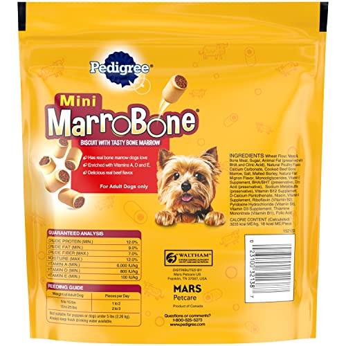 PEDIGREE MARROBONE Toy/Small Dog Treats Real Beef Flavor Crunchy Dog Biscuit, 15 oz. 8 Pack