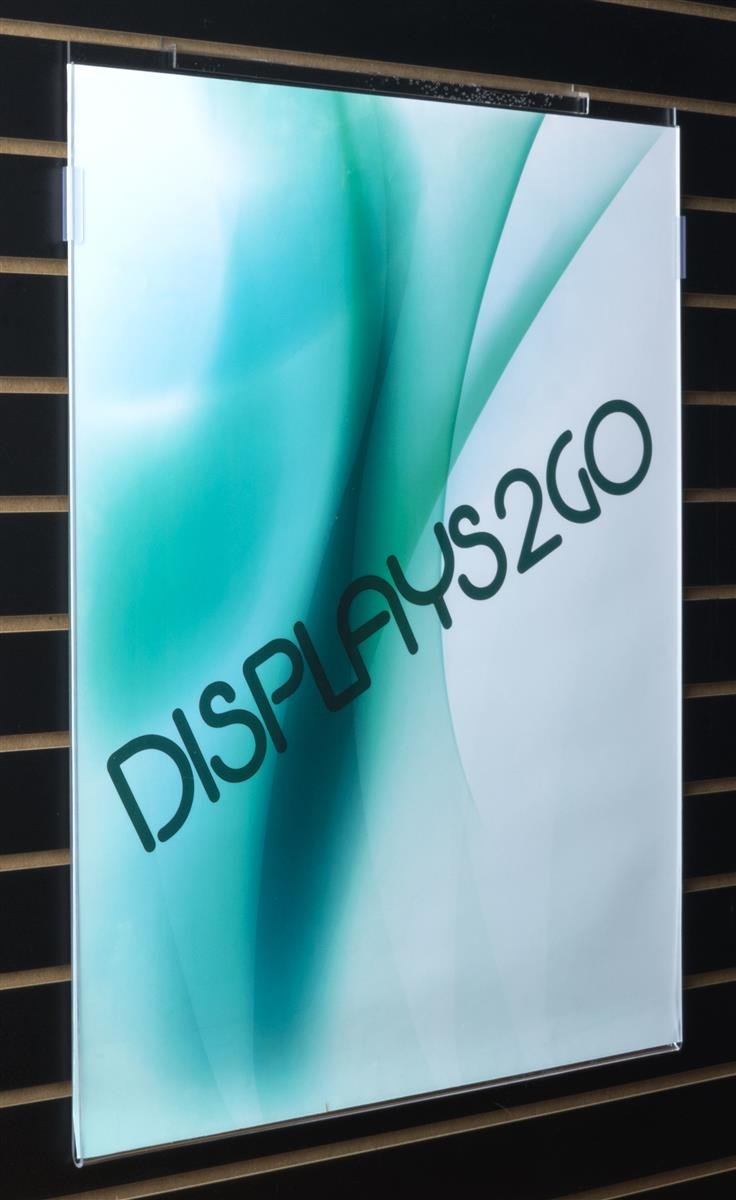 22 x 28 Clear Acrylic Poster Frame for Slatwall, Fits Most Slotted Wall Panels, Frameless Design