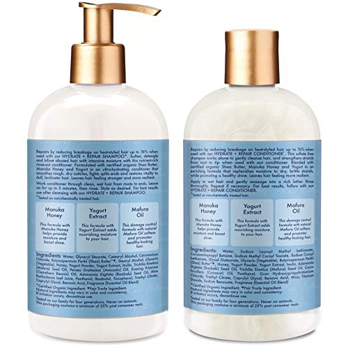 SheaMoisture Hydrate & Repair conditioner For Damaged Hair Manuka Honey & Yogurt Shea Butter Shampoo and Conditioner 13oz
