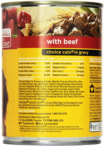 Pedigree Choice Cuts In Gravy With Beef Canned Dog Food 13.2 Ounces (Four 6-Can Cases)
