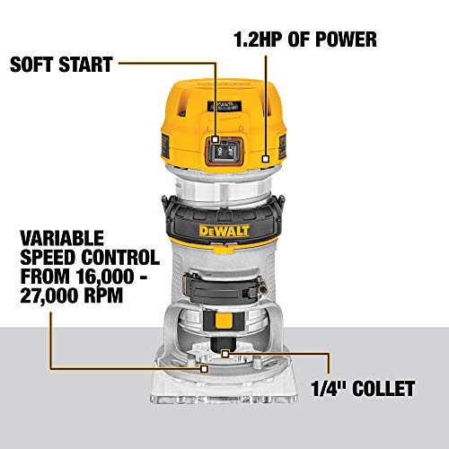 DEWALT Router Fixed/Plunge Base Kit, Variable Speed, 1.25-HP Max Torque (DWP611PK)