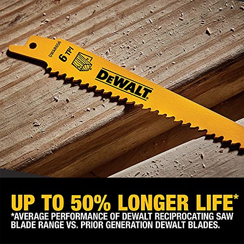DEWALT Reciprocating Saw Blades, Bi-Metal Set with Case, 10-Piece (DW4898) , Yellow