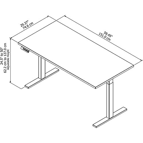 Bush Business Furniture Move 60 Series Height Adjustable Standing Desk, 60W x 30D, Storm Gray with Black Base