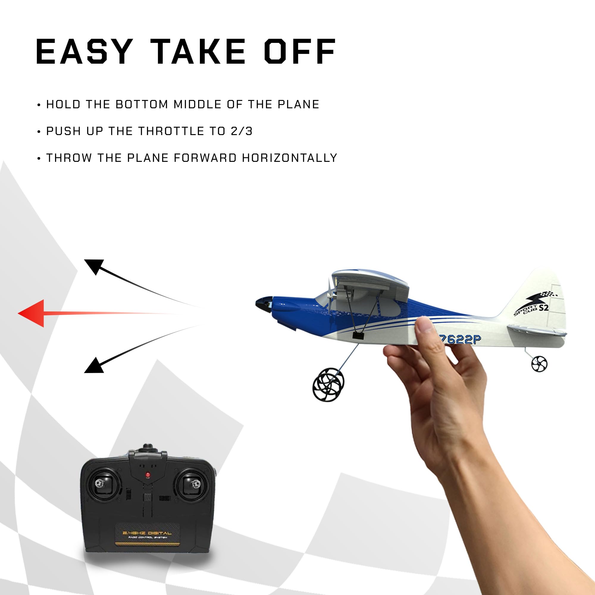 VOLANTEXRC Sport Cub S2 Remote Control Airplane with Gyro Stabilization System and Powerful Over Grade Motor System for Beginners, Blue