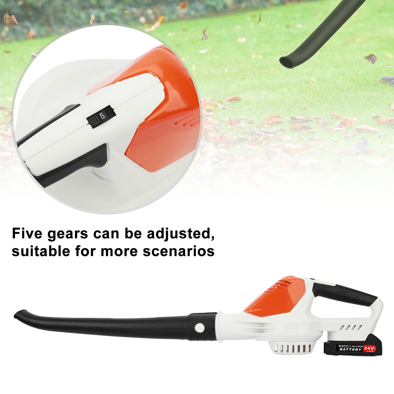 24V Cordless Leaf Blower with 2 X 1.5 Ah Battery & Charger, 150MPH Electric Handheld Leaf Blower for Lawn Care, Leaves & Snow Blowing (Orange)