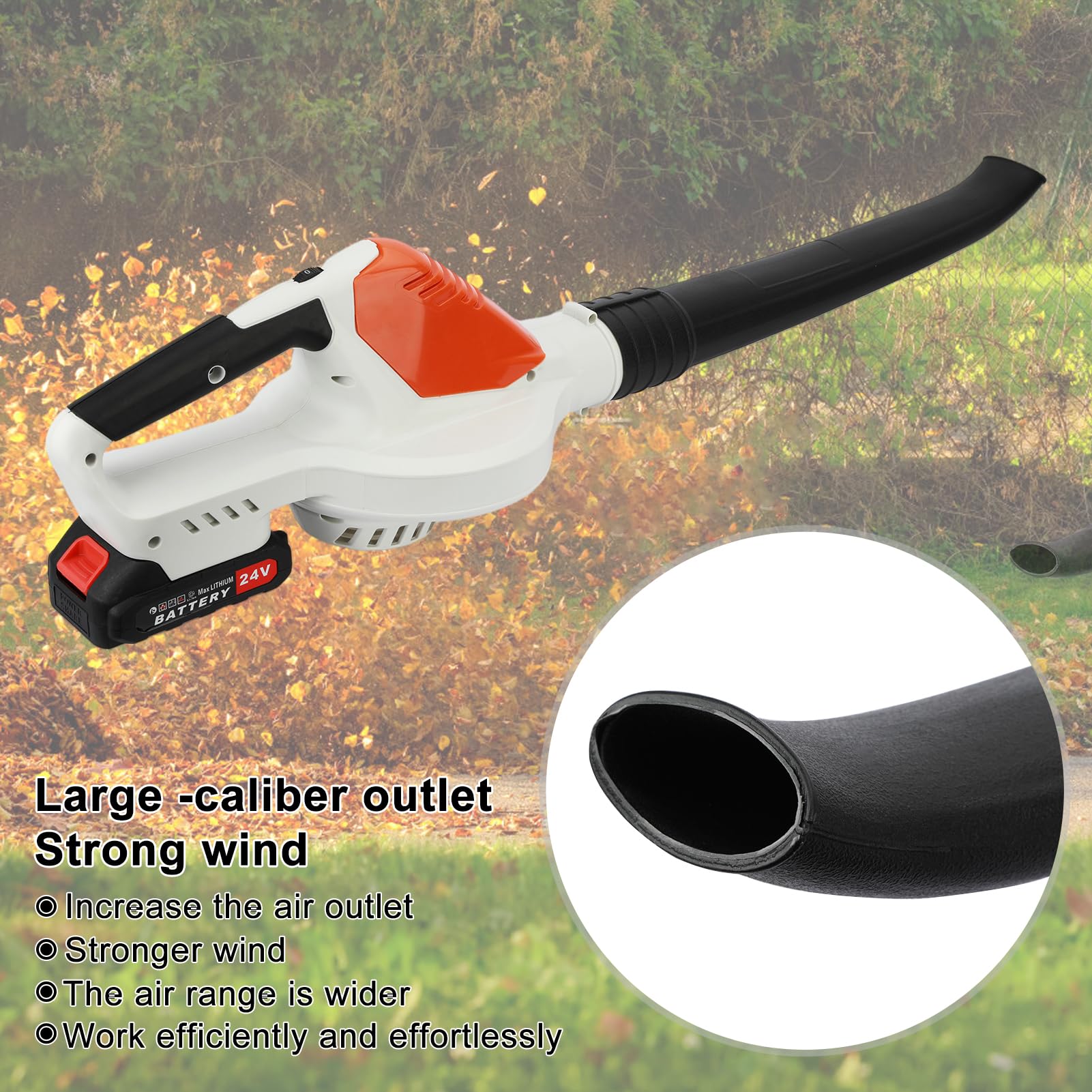 24V Cordless Leaf Blower with 2 X 1.5 Ah Battery & Charger, 150MPH Electric Handheld Leaf Blower for Lawn Care, Leaves & Snow Blowing (Orange)