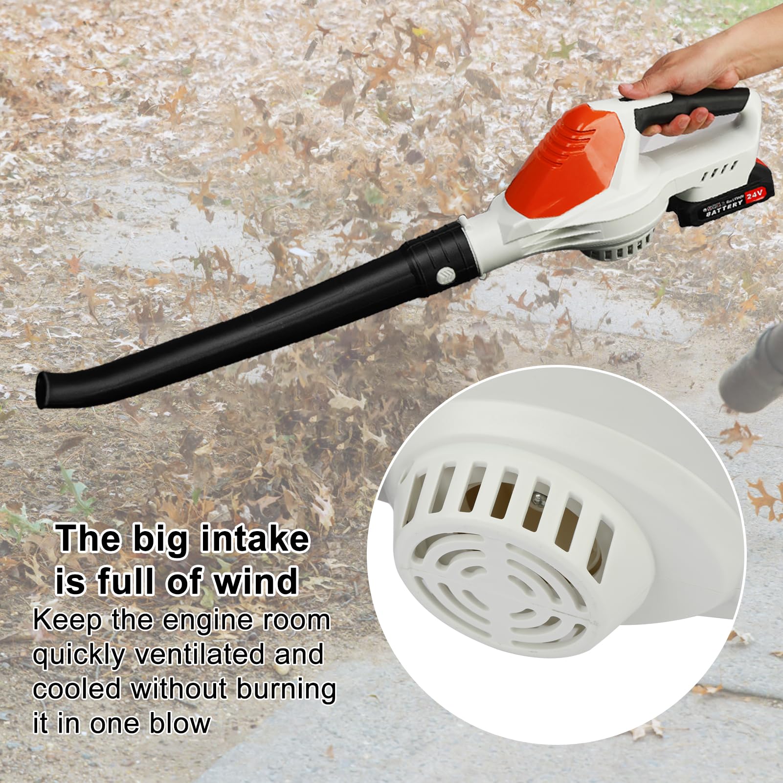 24V Cordless Leaf Blower with 2 X 1.5 Ah Battery & Charger, 150MPH Electric Handheld Leaf Blower for Lawn Care, Leaves & Snow Blowing (Orange)
