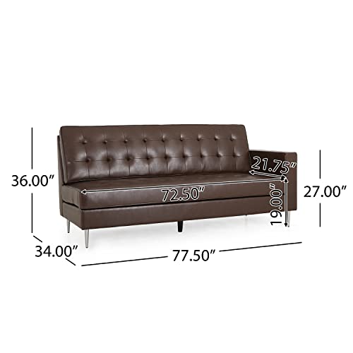 Christopher Knight Home Gebo Sofas, Dark Brown + Chrome