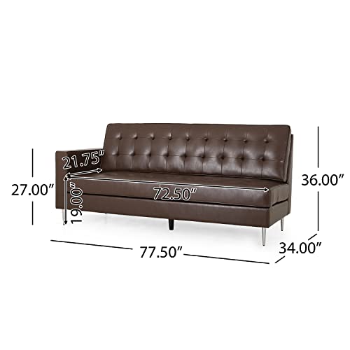 Christopher Knight Home Gebo Sofas, Dark Brown + Chrome