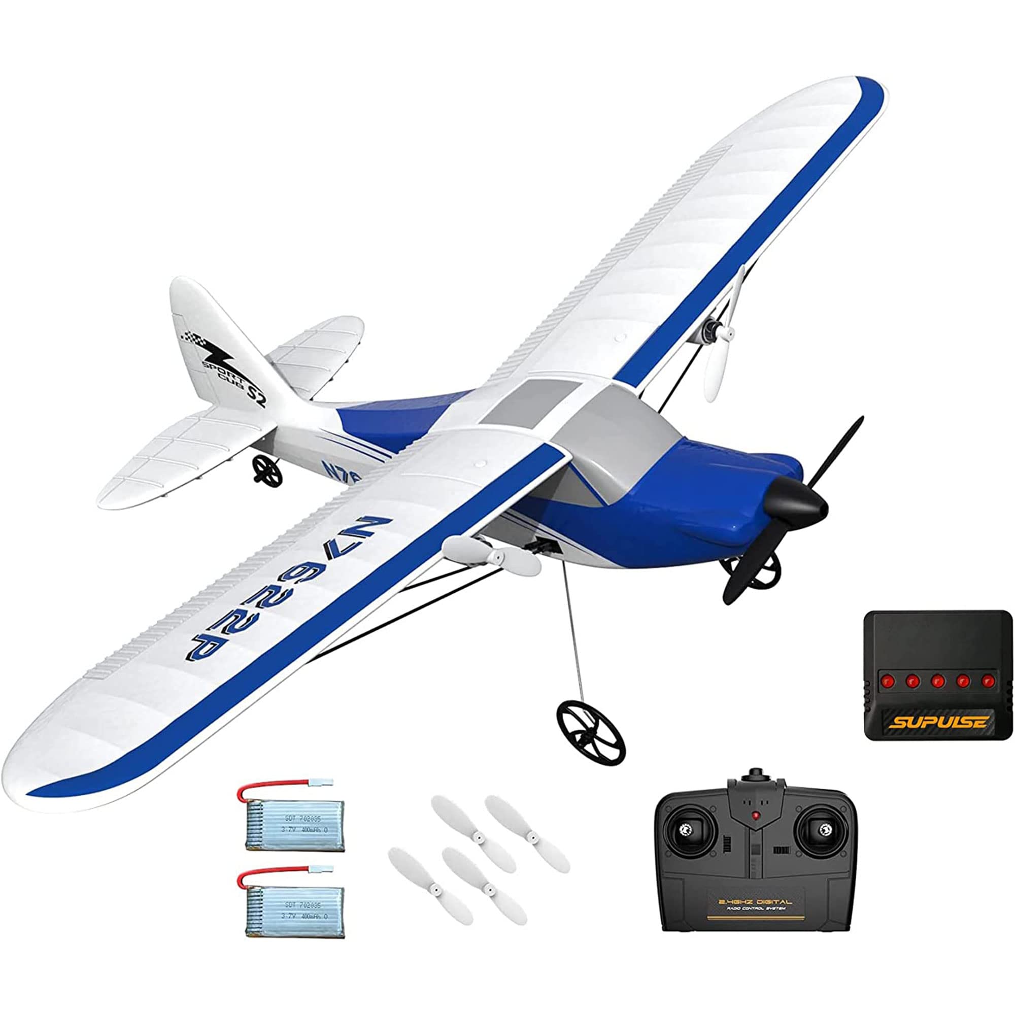 VOLANTEXRC Sport Cub S2 Remote Control Airplane with Gyro Stabilization System and Powerful Over Grade Motor System for Beginners, Blue