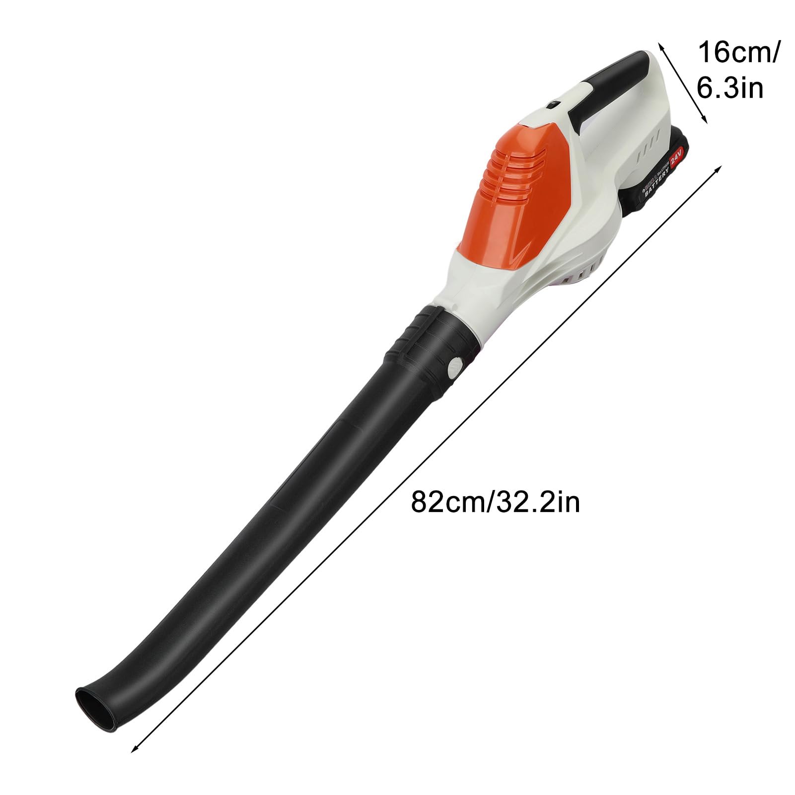 24V Cordless Leaf Blower with 2 X 1.5 Ah Battery & Charger, 150MPH Electric Handheld Leaf Blower for Lawn Care, Leaves & Snow Blowing (Orange)