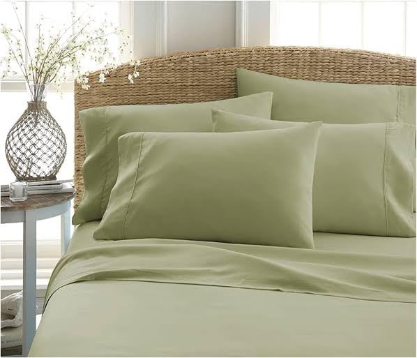 TASHMIA Sheet Set Twin XL Size 39"x 80" x 12" Deep Pocket 100% Egyptian Cotton 600 Thread Count Soft & Silky Sateen Weave Sheets Sage Solid