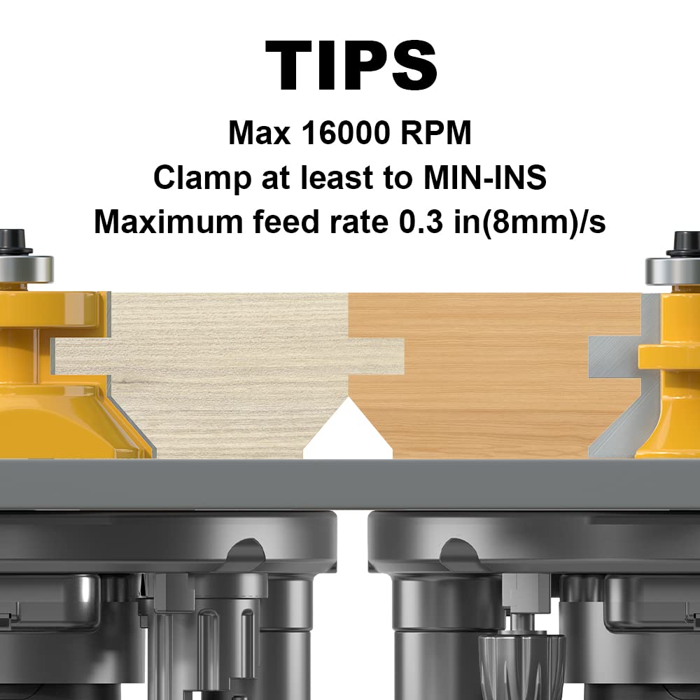 XDENGP 2 PCS 1/2 Inch Shank Tongue and Groove Router Bit Set Flooring, Shaker Style Tongue Groove V Notch Wainscotting Boards Panel and Flooring Matched Edge Banding Milling Router Bit Set Complete
