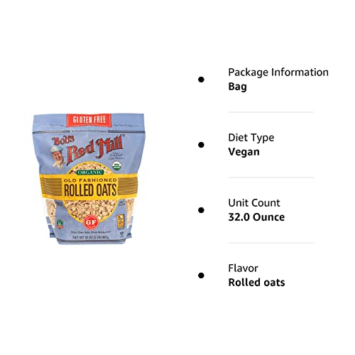 Bob's Red Mill Gluten Free Organic Old Fashioned Rolled Oats, 2 Pound (Pack of 1)