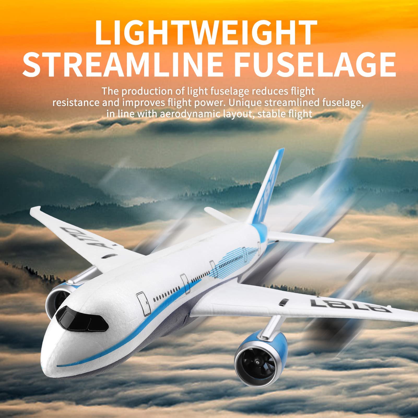 RKSTD RC Plane, 4 Channel RC Plane, 2.4Ghz RC Plane, Ready to Fly EPO Foam Material RC Glider with 6-Axis Gyroscope, Brushless Motor, Suitable for Beginners, Kids and Adults