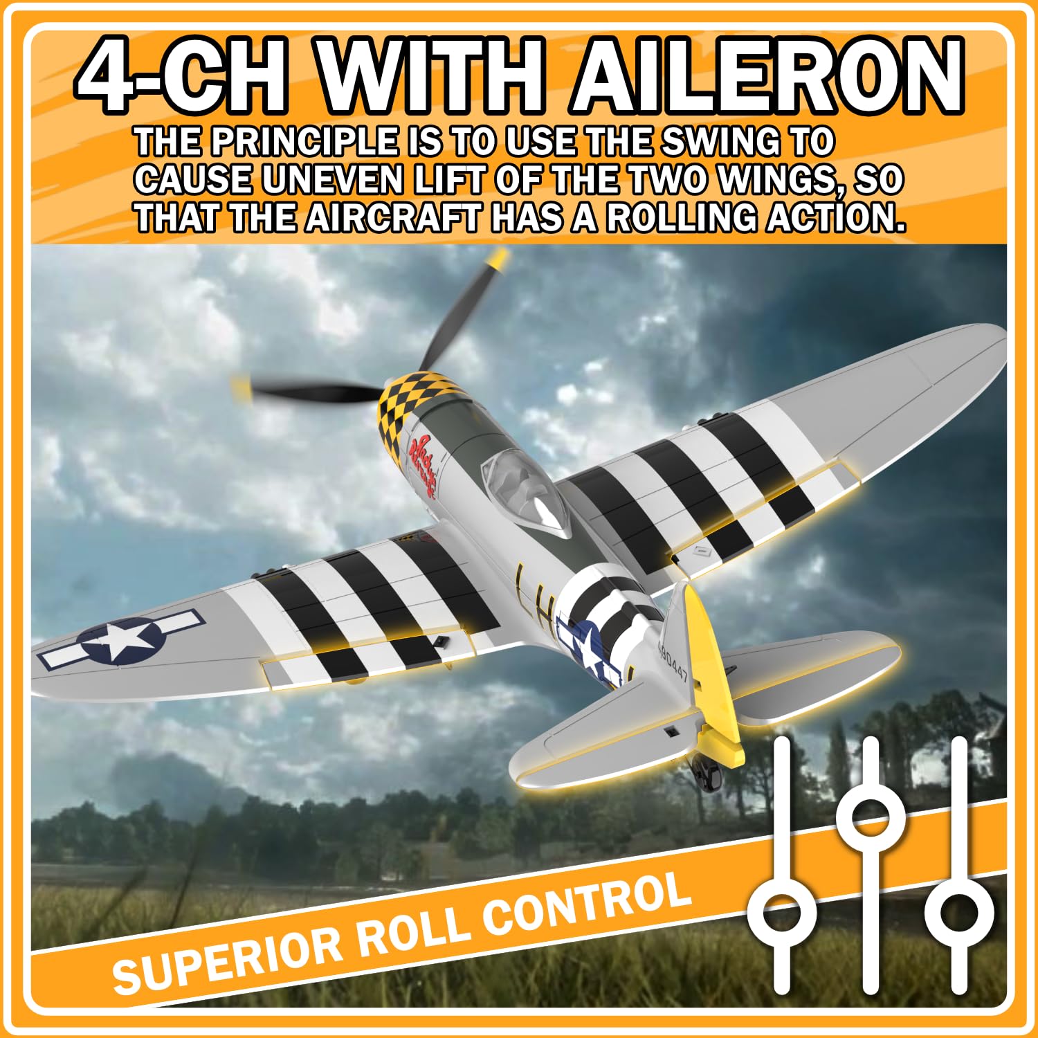 ANBURI RC Plane 4-CH RC Airplane – RC Airplane Ready to Fly Upgrade P47 Thunderbolt Remote Control Airplanes for Beginners Adult with Beginners with Xpilot Stabilization System, & One Key Aerobatic