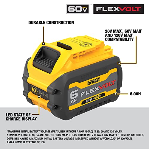DEWALT 20V/60V MAX* Batteries, Premium, 6.0-Ah, 2-Pack (DCB606-2)