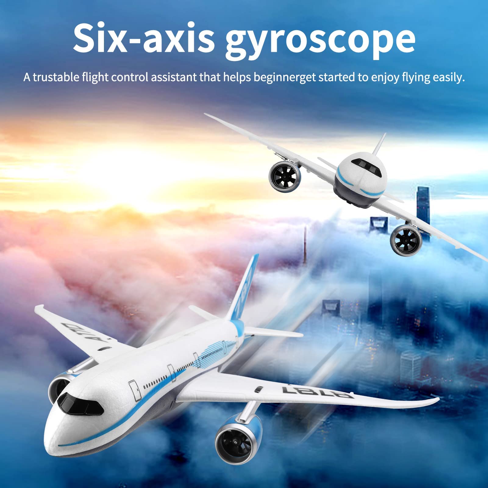 RKSTD RC Plane, 4 Channel RC Plane, 2.4Ghz RC Plane, Ready to Fly EPO Foam Material RC Glider with 6-Axis Gyroscope, Brushless Motor, Suitable for Beginners, Kids and Adults