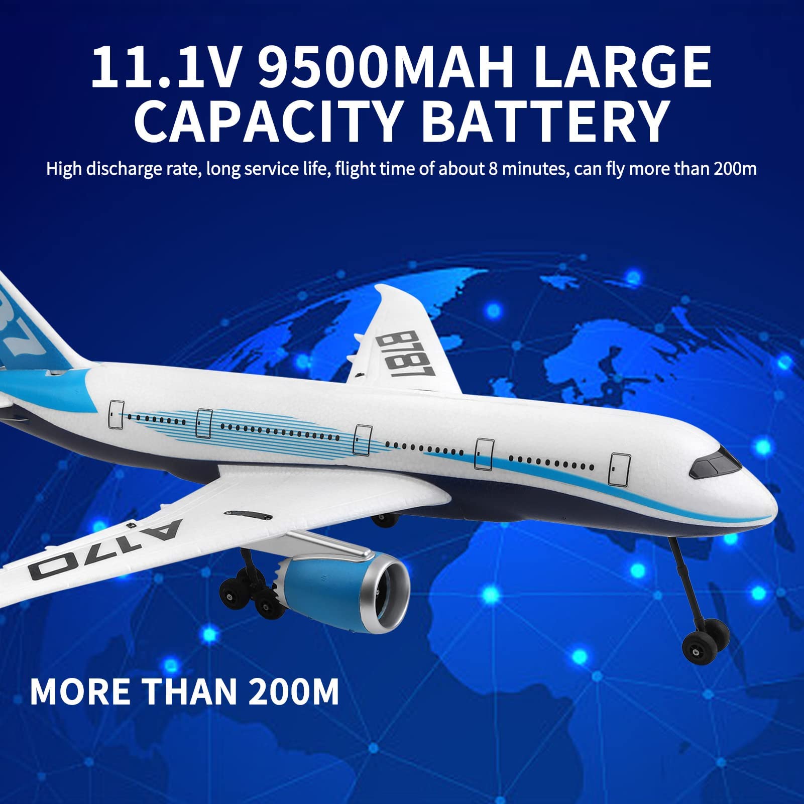 RKSTD RC Plane, 4 Channel RC Plane, 2.4Ghz RC Plane, Ready to Fly EPO Foam Material RC Glider with 6-Axis Gyroscope, Brushless Motor, Suitable for Beginners, Kids and Adults
