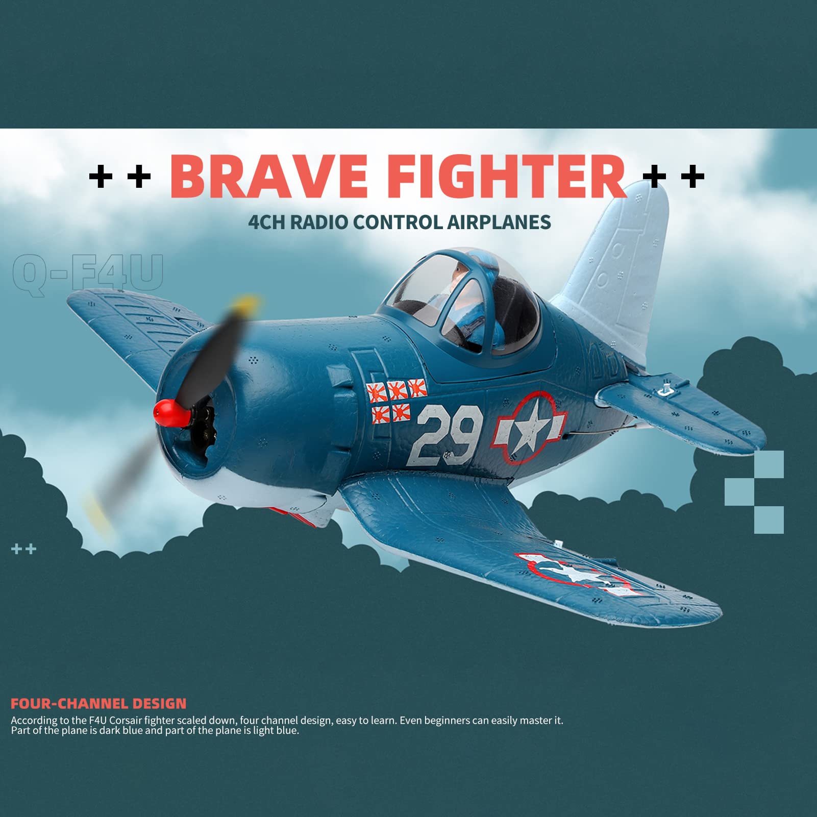 GoolRC RC Plane, WLtoys A500 RC Airplane, 4 Channel Remote Control Airplane, 2.4GHz RC Aircraft Fighter with 6-Axis Gyro, 3D/6G Mode, Easy & Ready to Fly Flight Toys for Adults and Beginners