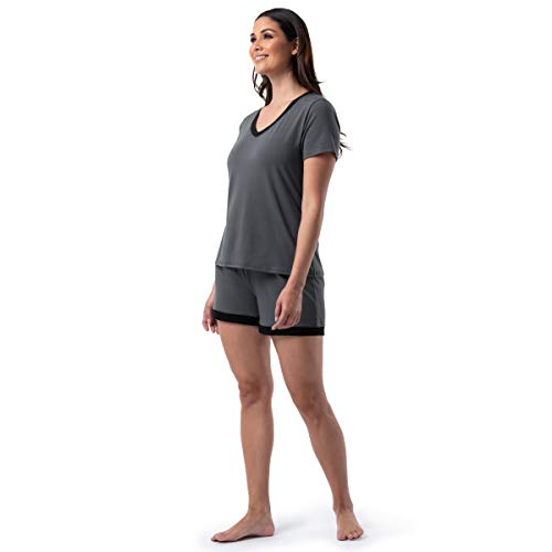 Fruit of the Loom Women's Sleeve Tee and Short 2 Piece Sleep Set, Soft Grey, X-Large
