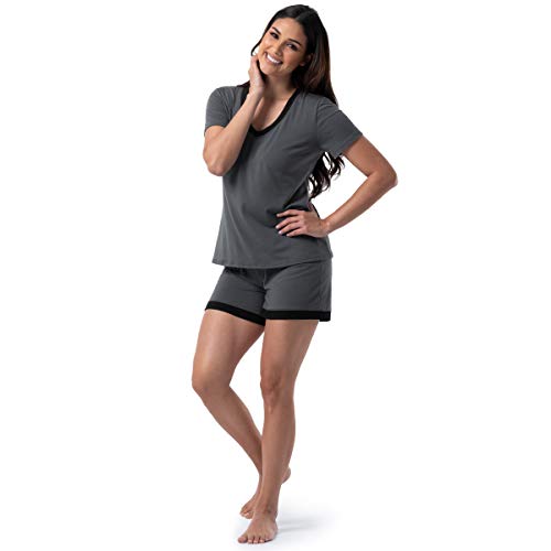 Fruit of the Loom Women's Sleeve Tee and Short 2 Piece Sleep Set, Soft Grey, X-Large