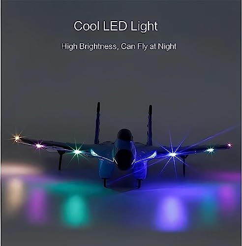 Jaiafupm Remote Control Wireless Airplane Toy - 2.4Ghz Su-35 RC Plane, Foam RC Fighter Plane Jet with Lights, Drop-Resistant Fighter Glider, Remote Control Air Planes Toy for Flight Lovers