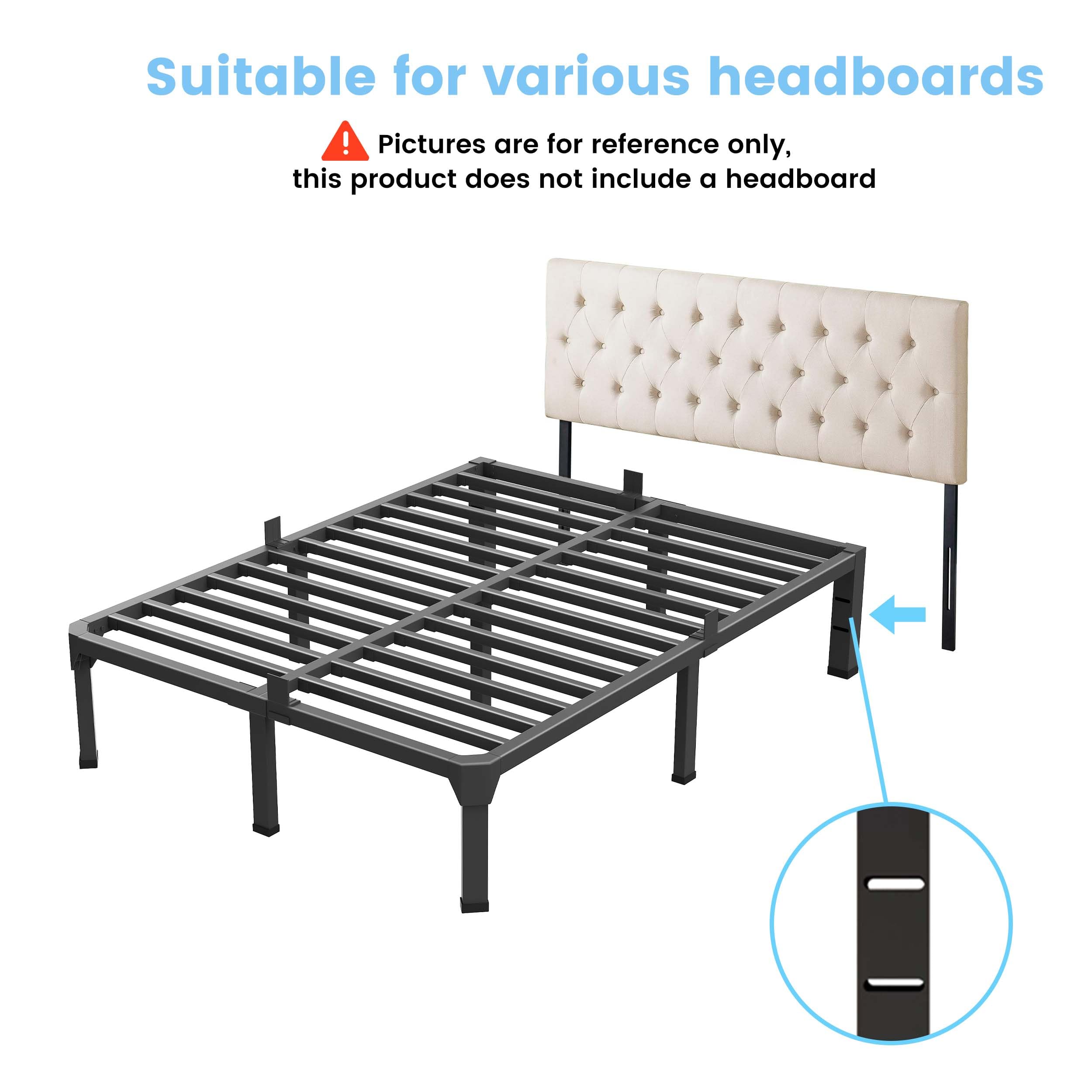 Superay California King Bed Frame with Mattress Slide Stopper, 14 Inch Metal Platform Bed Frame, Heavy Duty Tall Bed Frame No Box Spring Needed with Large Storage Space, Easy Assembly, Noise Free