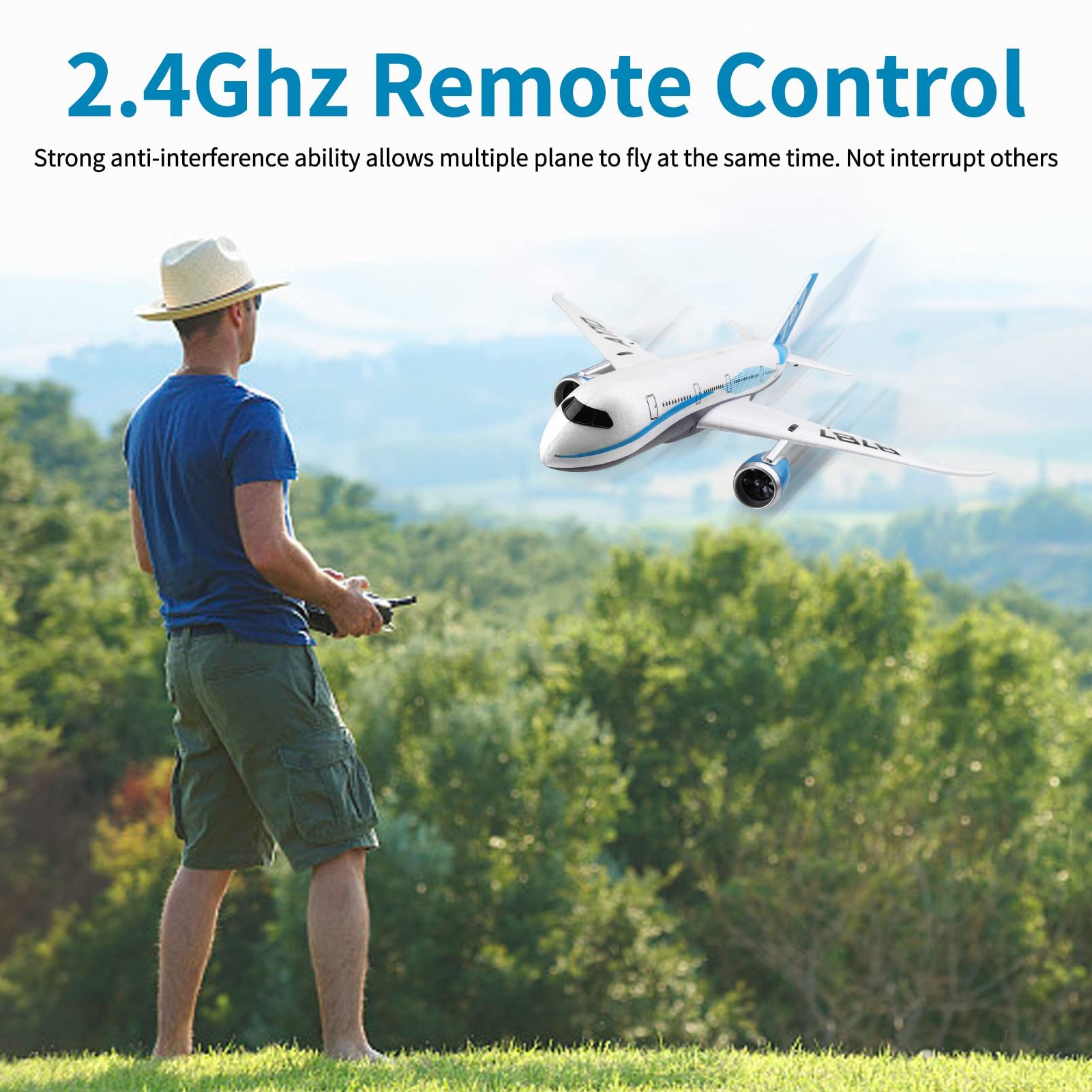 RKSTD RC Plane, 4 Channel RC Plane, 2.4Ghz RC Plane, Ready to Fly EPO Foam Material RC Glider with 6-Axis Gyroscope, Brushless Motor, Suitable for Beginners, Kids and Adults