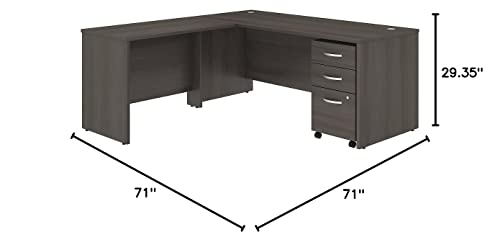 BUSH BUSINESS FURNITURE Studio C 72W x 30D L Shaped Desk with Mobile File Cabinet and 42W Return in Storm Gray