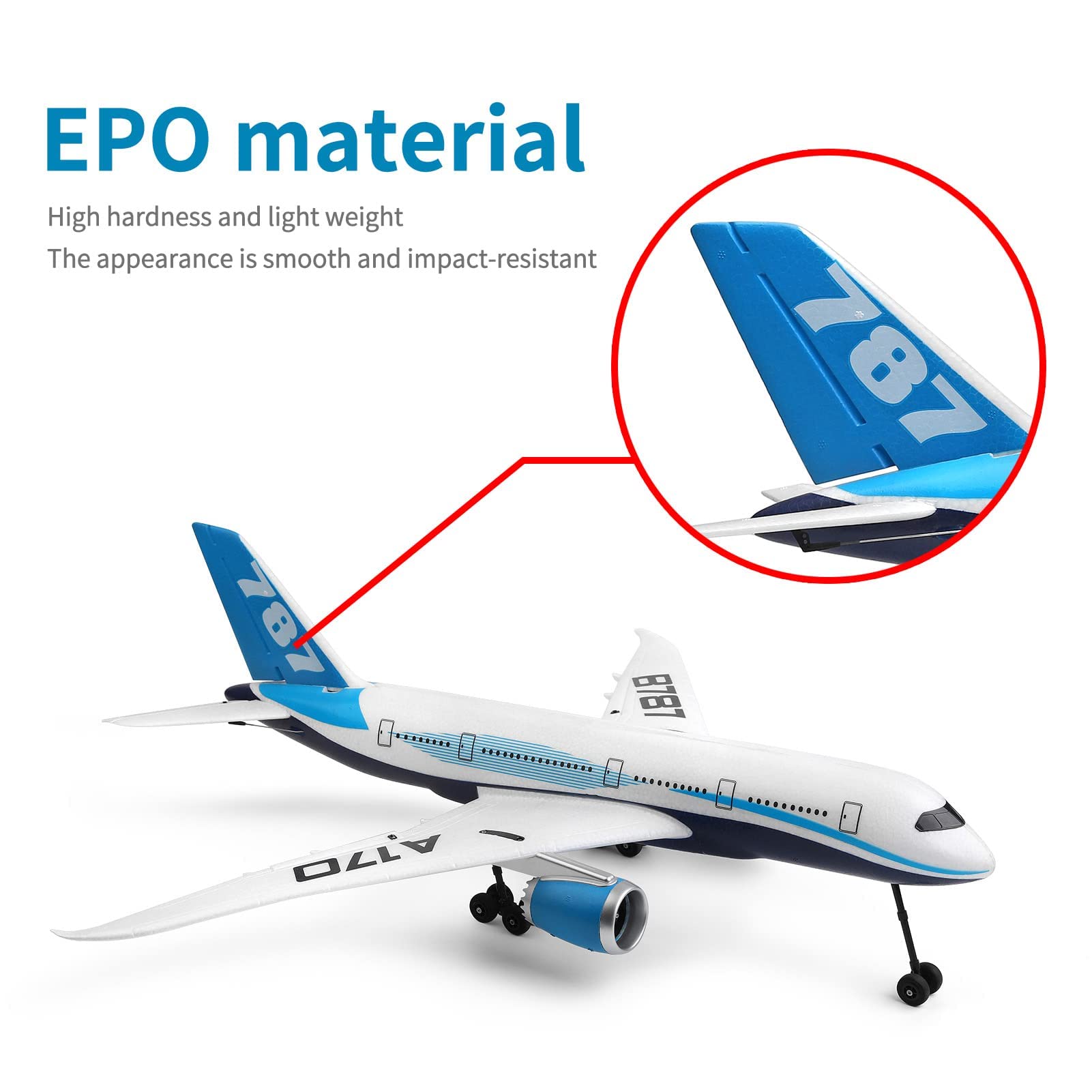 RKSTD RC Plane, 4 Channel RC Plane, 2.4Ghz RC Plane, Ready to Fly EPO Foam Material RC Glider with 6-Axis Gyroscope, Brushless Motor, Suitable for Beginners, Kids and Adults