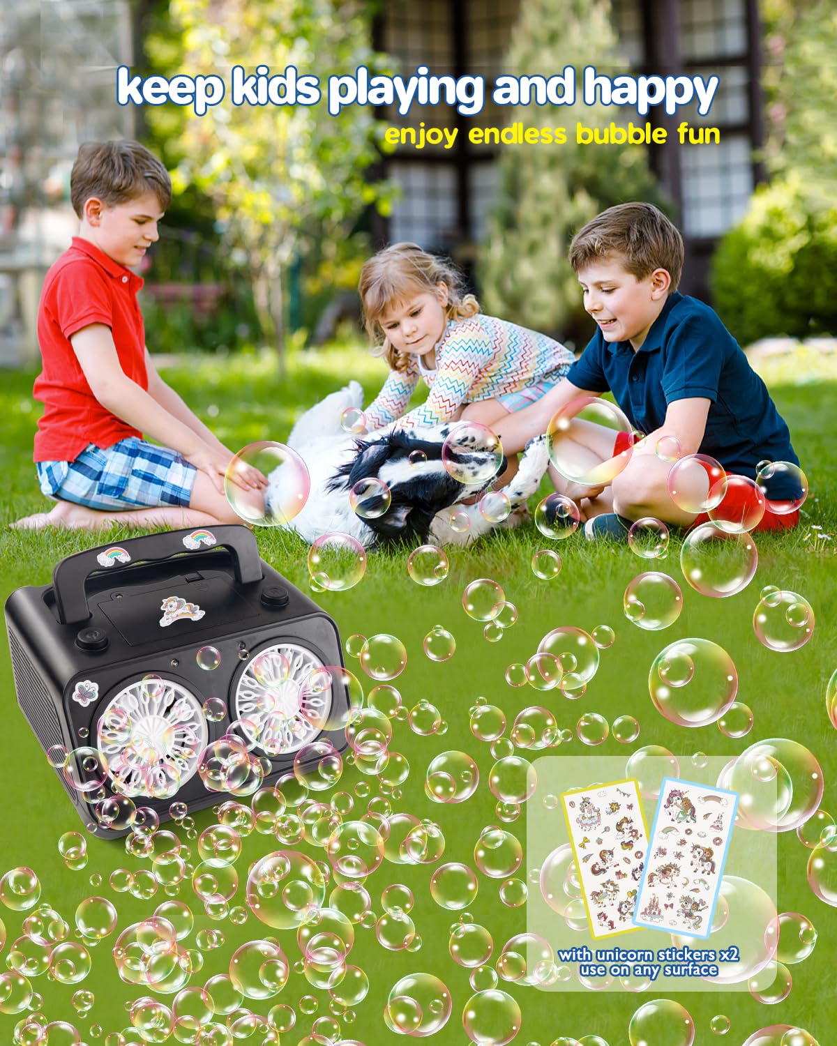 Upgraded Bubble Machine with 2 Speed Levels,Blow 20000+ Bubbles/Minute,Portable Automatic Bubble Machine for Kids Toddlers,Durable Bubble Maker Outdoor Toys Gifts for Birthday,Wedding,Party,Christmas